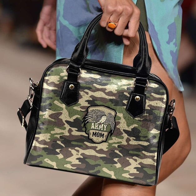 Army Mom Camouflage Faux Leather Handbag with Shoulder Strap | Designs ...