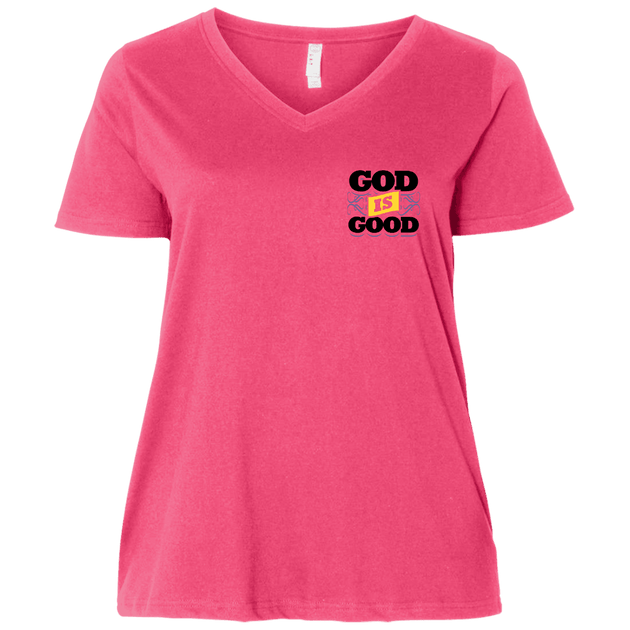 God Is Good Ladies' Curvy V-Neck Plus Size T-Shirt | Designs by ...