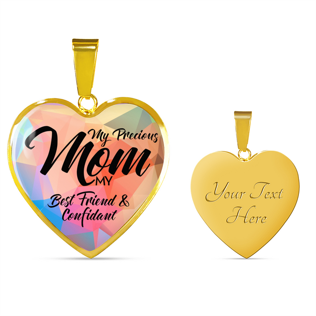 Mom My Best Friend and Confidant Heart Pendant Necklace Optional Messa ...