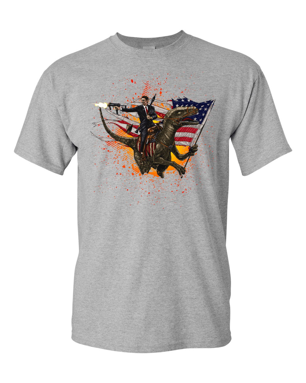 Ronald Reagan Riding A Velociraptor